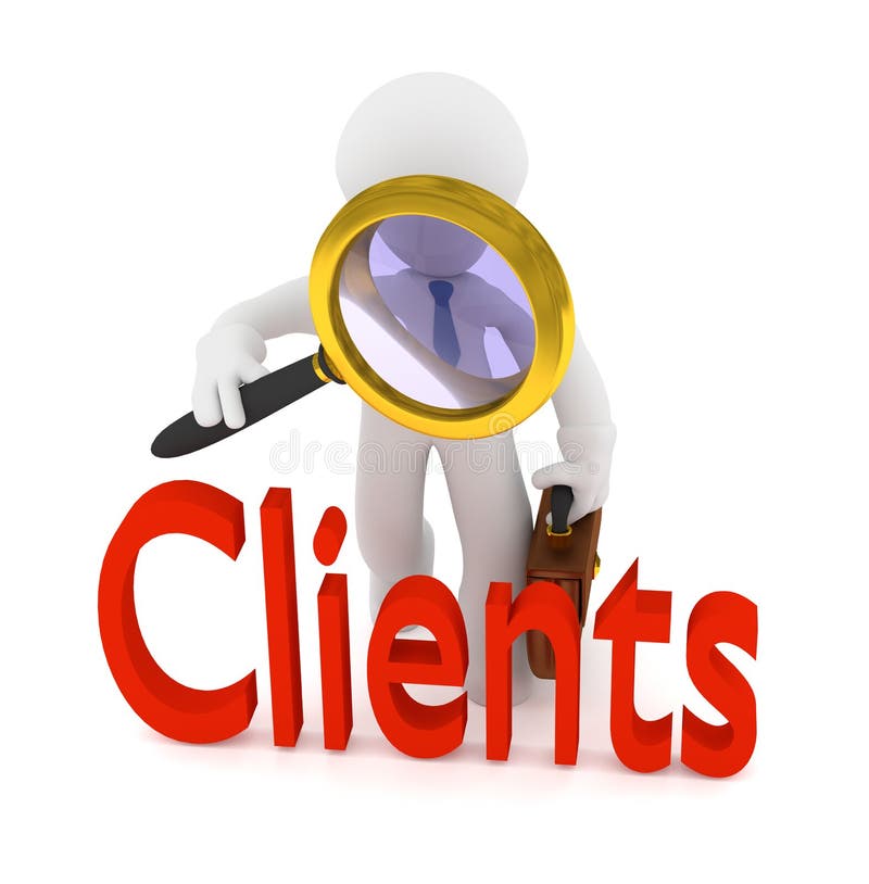 Buscando Para Los Clientes, Representación 3d Stock de ilustración ...