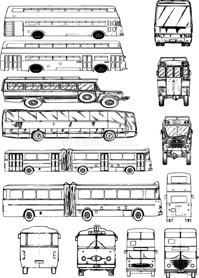 Sketches of buses. stock vector. Illustration of sketch - 99232971