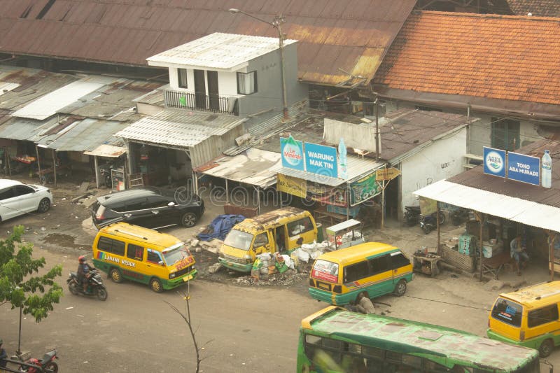 Buses and Minibuses Park at the Old Joyoboyo Terminal Editorial Stock ...