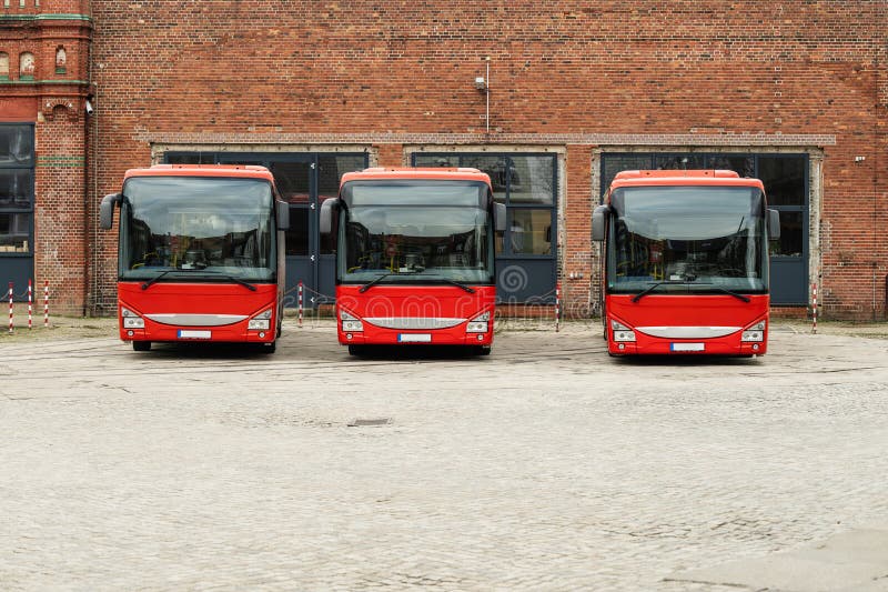 Buses Parked in the Bus Depot Stock Photo - Image of travel, service ...