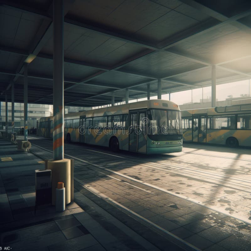 Buses Parked at Bus Station, Created Using Generative Ai Technology ...