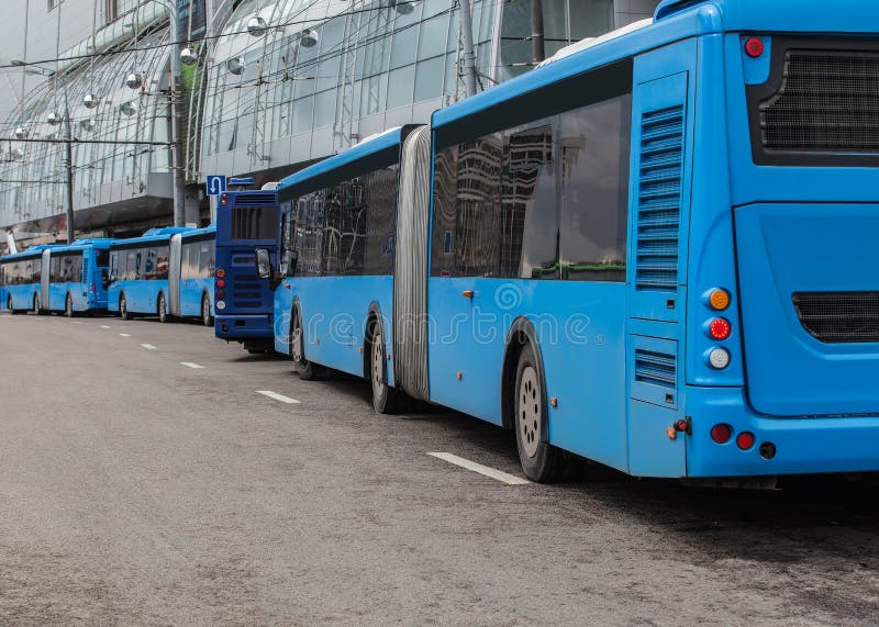 Buses Parked in Line at the Bus Station Stock Image - Image of building ...