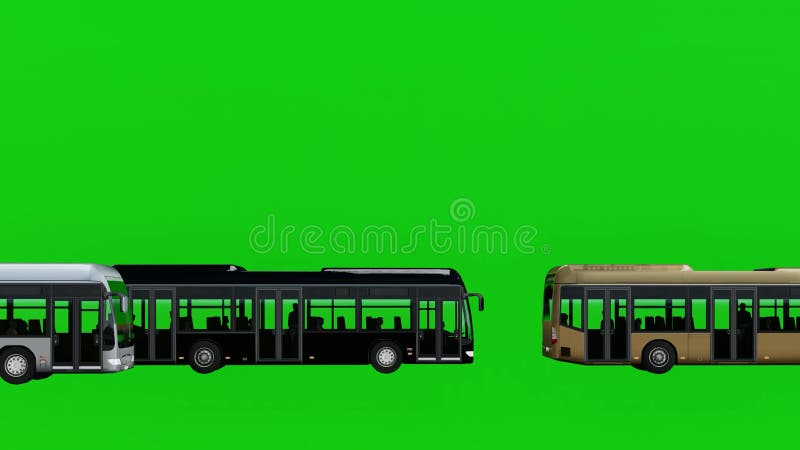 Buses with Passengers on Green Screen Background Stock Footage - Video ...
