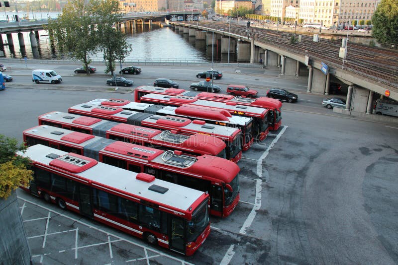 Buses at Slussen, Stockholm Sweden Editorial Photo - Image of gamla ...