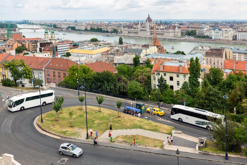 Buses on the Way To Buda Castle Hill, Budapest, Hungary Editorial Stock ...