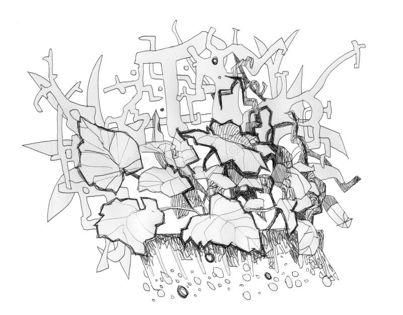 A Bush is Alive and Abstract. a Mixture of Fantastic Plants. Stock ...