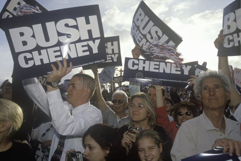 Bush/Cheney Campaign Rally in Costa Mesa, CA Editorial Photography ...
