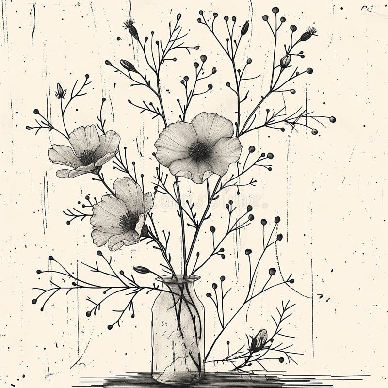 Bush with Flowers and Buds stock illustration. Illustration of nature ...