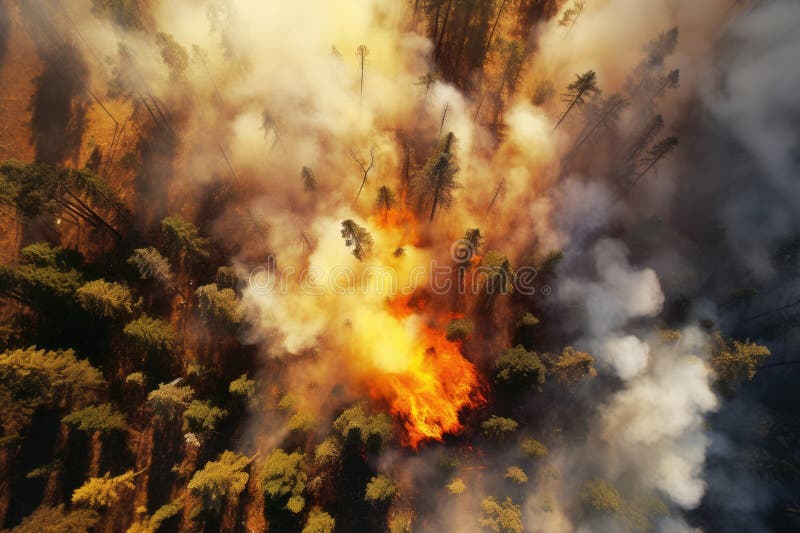 Bush Forest Wild Fire, Aerial Drone View Stock Illustration ...