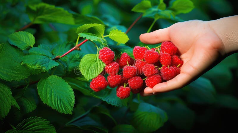 Bush Garden Raspberry Fruit Stock Illustration - Illustration of ...