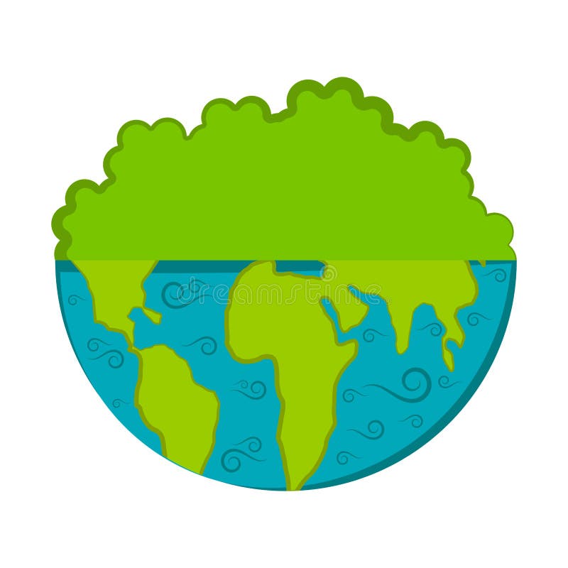 Half earth with a trees stock vector. Illustration of leaf - 136744551