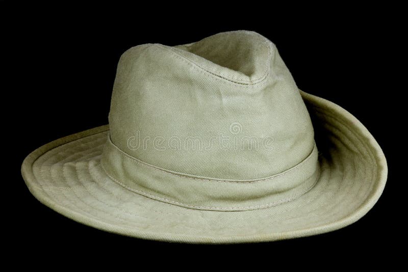 Bush Hat with Turned-Up Brim on Black Background Stock Image - Image of ...