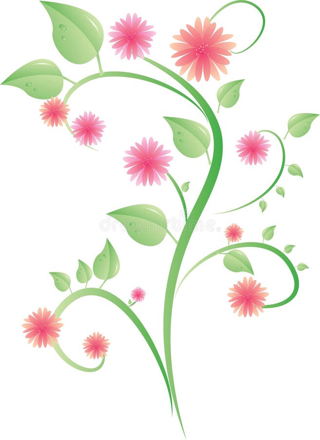 Bush with Leaves and Pink Flowers Stock Vector - Illustration of flora ...