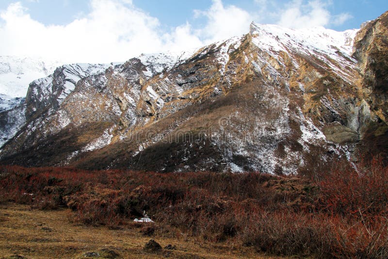 Samdo Peak Behind Samdo Village in Manaslu Circuit Trek, Himalaya ...