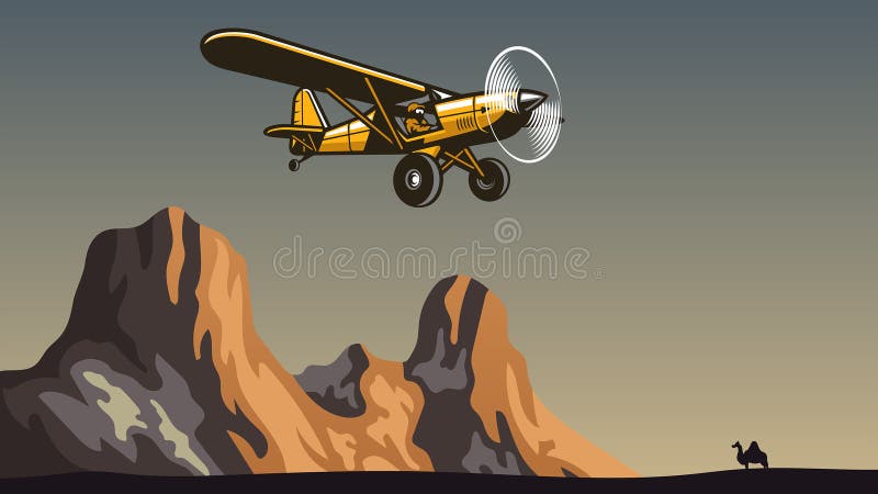 Bush Plane Flying Over the Desert Stock Vector - Illustration of pilot ...