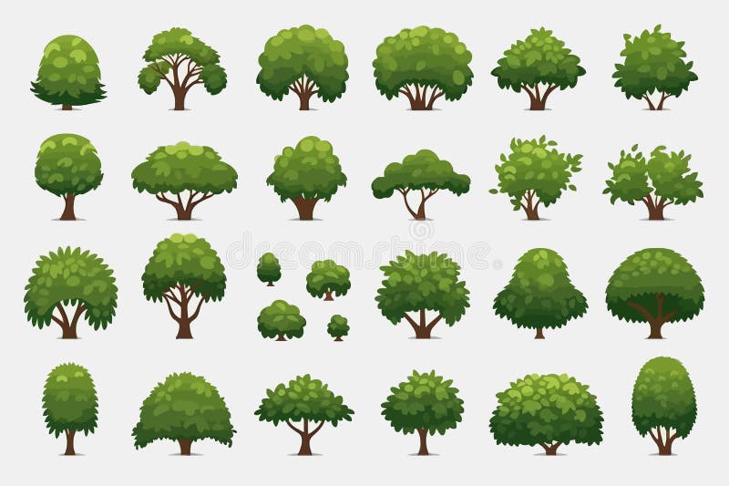 Bush Set Vector Flat Minimalistic Isolated Illustration Stock Vector ...