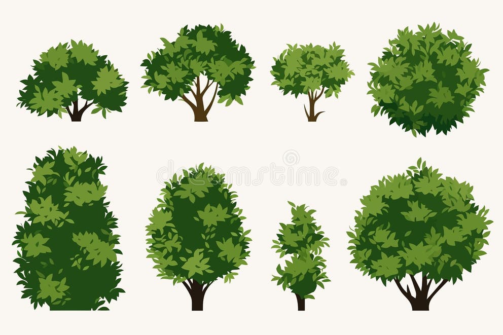 Bush Set Vector Flat Minimalistic Isolated Illustration Stock Vector ...