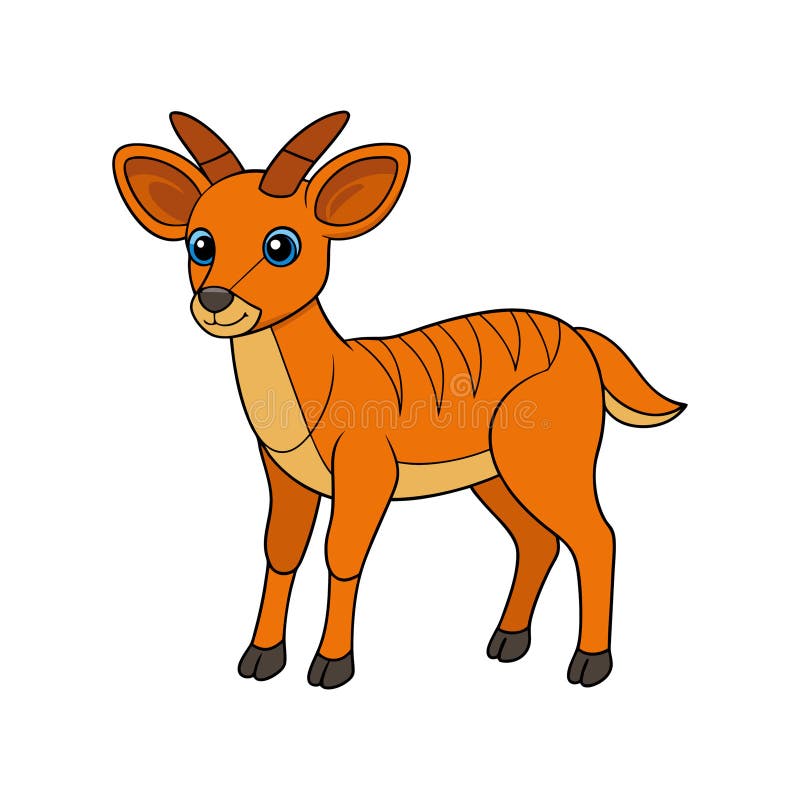 Bushbuck Fun Coloring Page for Kids Stock Illustration - Illustration ...