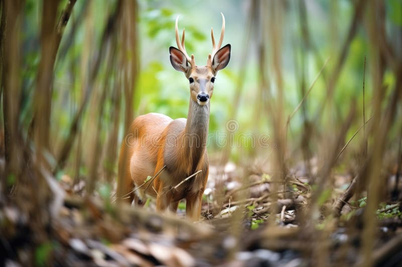 Bushbuck Grazing on Fresh Forest Undergrowth Stock Illustration ...