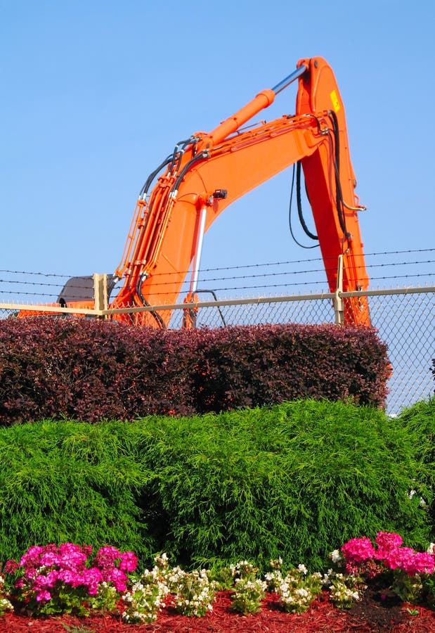 Bushes & Backhoe stock image. Image of backhoe, white - 5984163