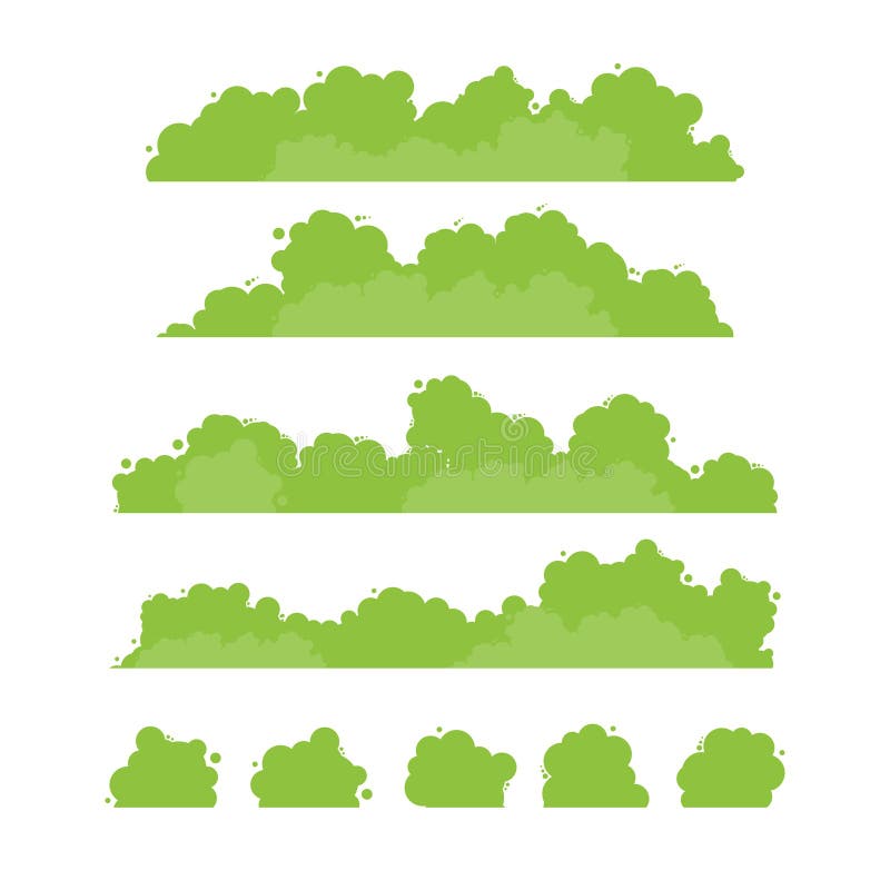 Bushes and Vegetation in a Cartoon Style. Set for Your Design Stock ...