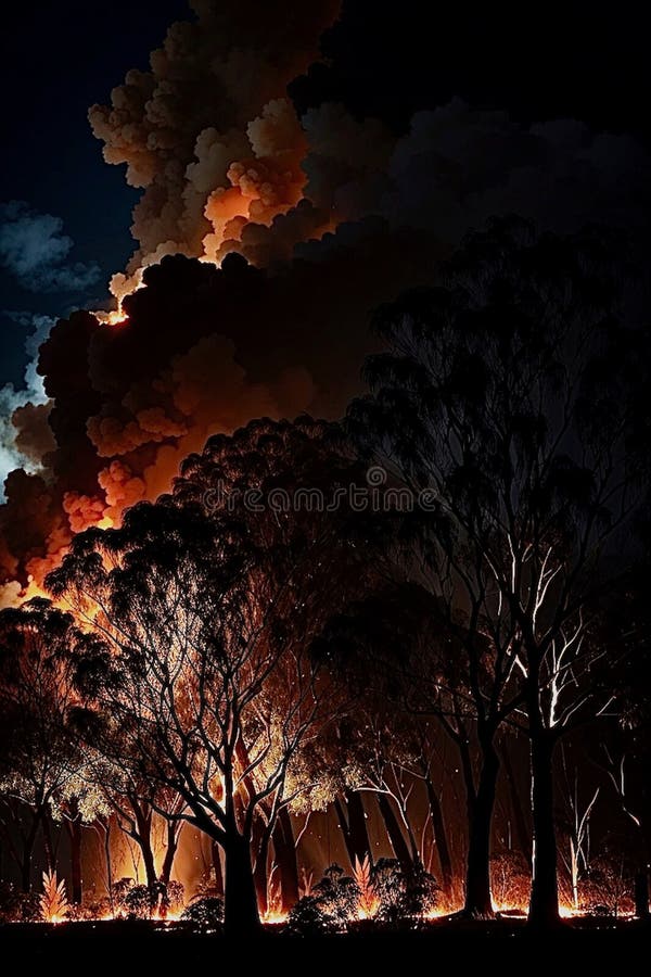 A Bushfire in the Australian Summer. AI Generated Stock Illustration ...