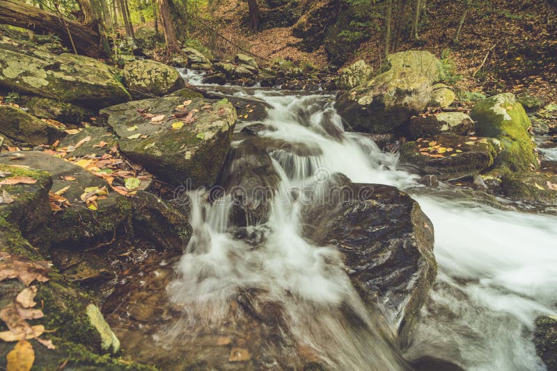 Bushkill Falls in Poconos, PA, Surrounded by Lush Fall Foliage Stock ...