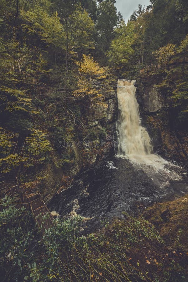 Bushkill Falls in Poconos, PA, Surrounded by Lush Fall Foliage Stock ...