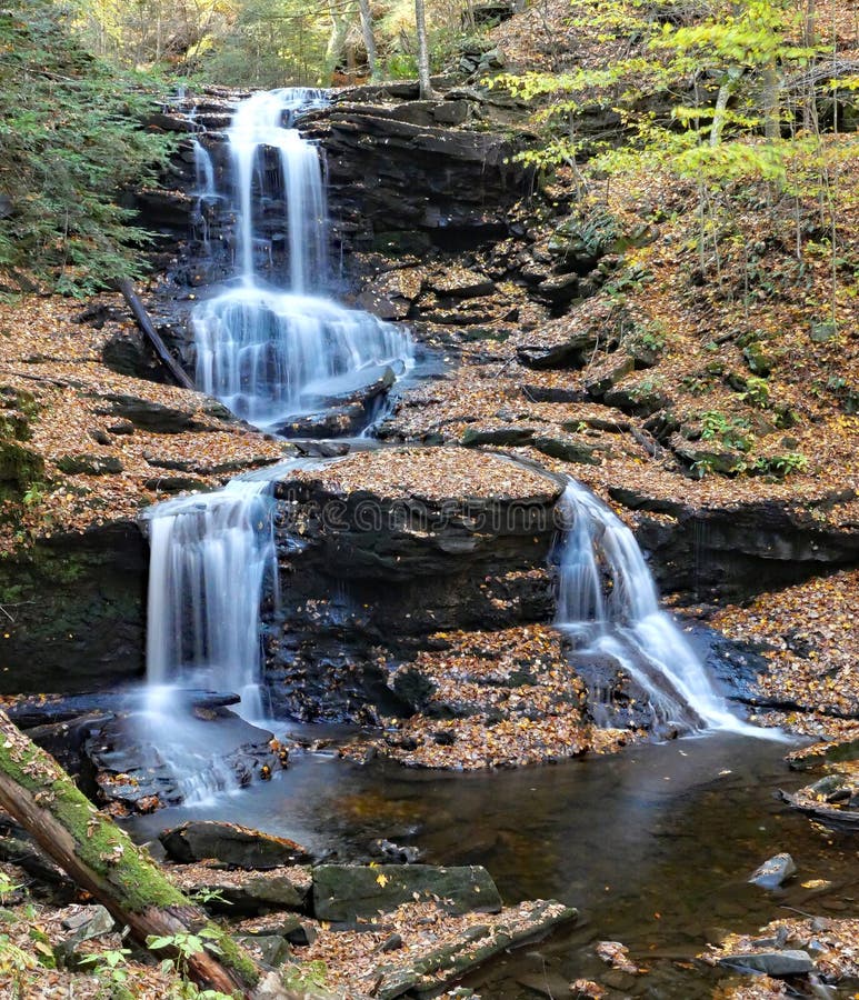 Bushkill Falls in Poconos, PA Stock Photo - Image of nature, colorful ...