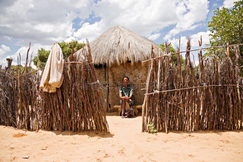 Bushman and his hut stock photo. Image of kalahari, african - 8104998