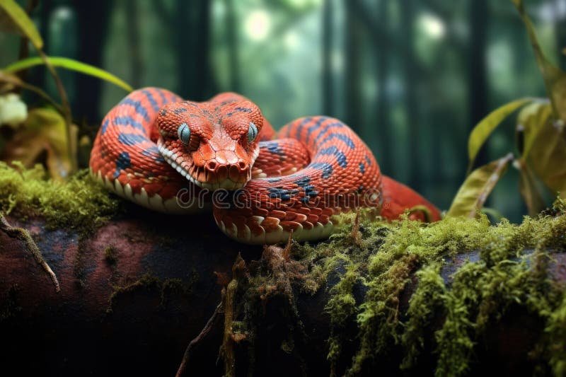Bushmaster Snake Coiled for a Strike in a Rainforest Setting Stock ...