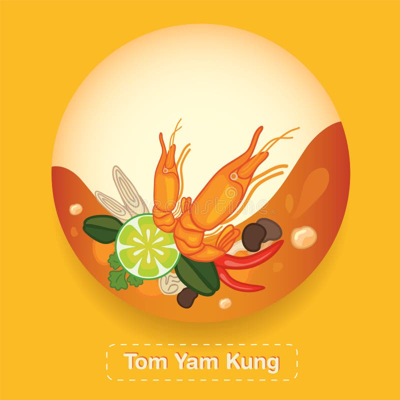 Tom Yam Kung Thai Food Label Stock Vector - Illustration of sticker ...