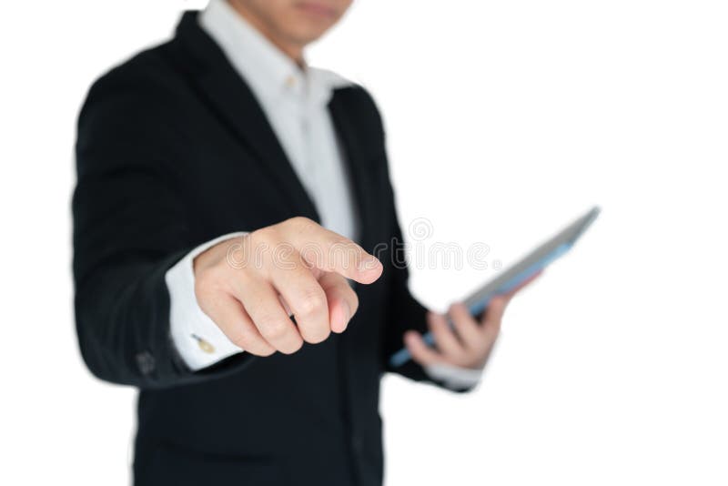 Businees Man with Hand Action Isolate Stock Photo - Image of select ...