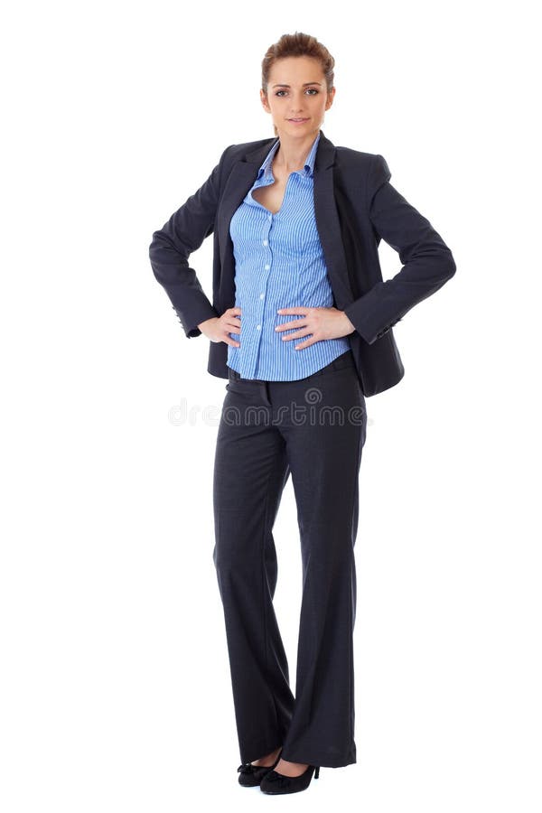 Serious Blonde Woman in Business Suit Arms Folded Stock Photo - Image ...