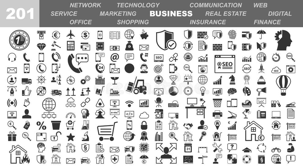 Business & Office Icons - 201 Iconset Stock Illustration - Illustration ...