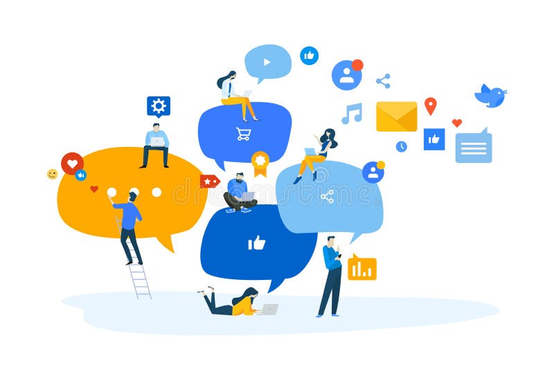 Flat Design Concept of Networking, Online Communication, Internet ...