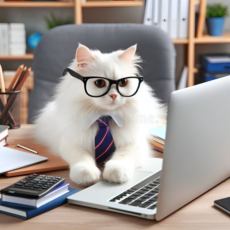 Business, Office Work, Job and Connection. Cat Photo Stock Illustration ...