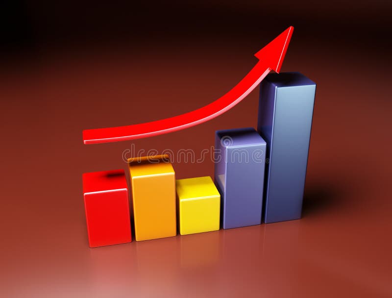 Business 3D Graph with Arrow Stock Illustration - Illustration of goal ...