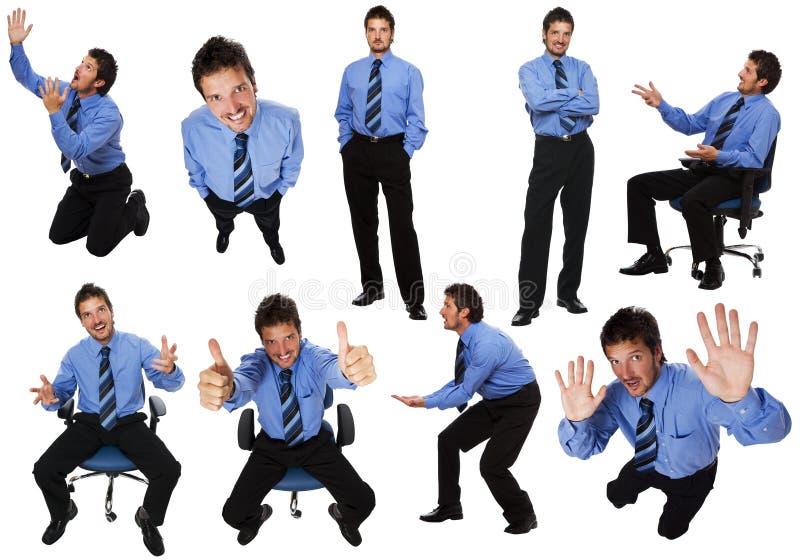 Many Business Man Facial Emotional Expressions Stock Photo - Image of ...