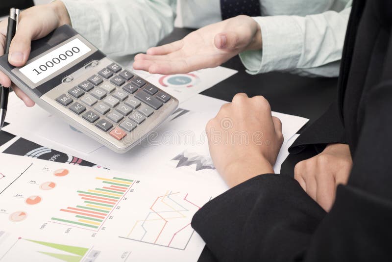 Business Accountant with Document Graph Financial and Calculator Stock ...