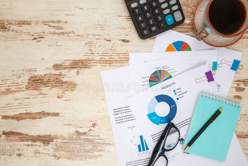 Business Accounter Working with Documents and Calculator on Office Desk ...