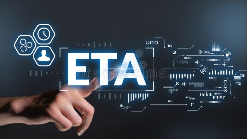 Business Acronym ETA or Estimated Time of Arrival. Hand Touches the ...