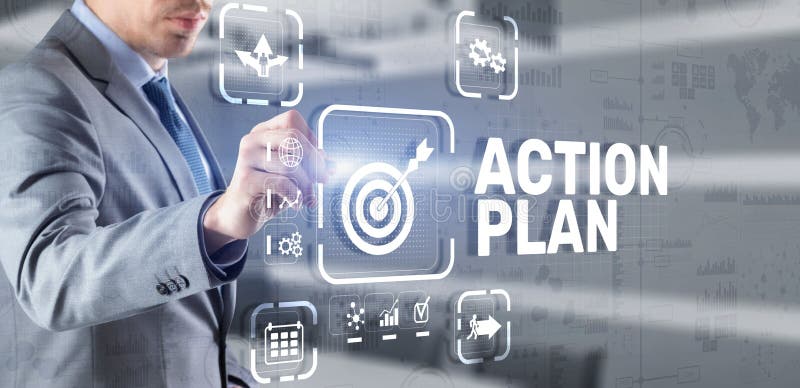 Business Action Plan Strategy Concept on Virtual Screen. Time ...