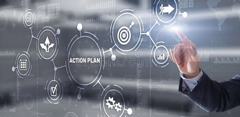 Business Action Plan Strategy Concept on Virtual Screen. Time ...