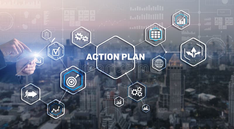 Business Action Plan Strategy Concept on Virtual Screen. Time ...