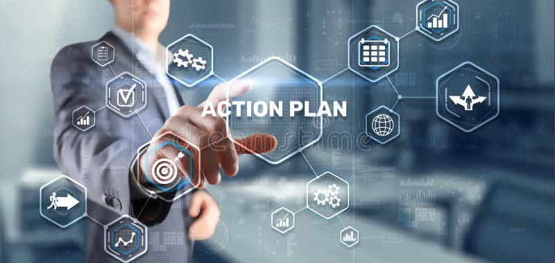 Business Action Plan Strategy Concept on Virtual Screen. Time ...