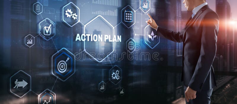 Business Action Plan Strategy Concept on Virtual Screen. Time ...