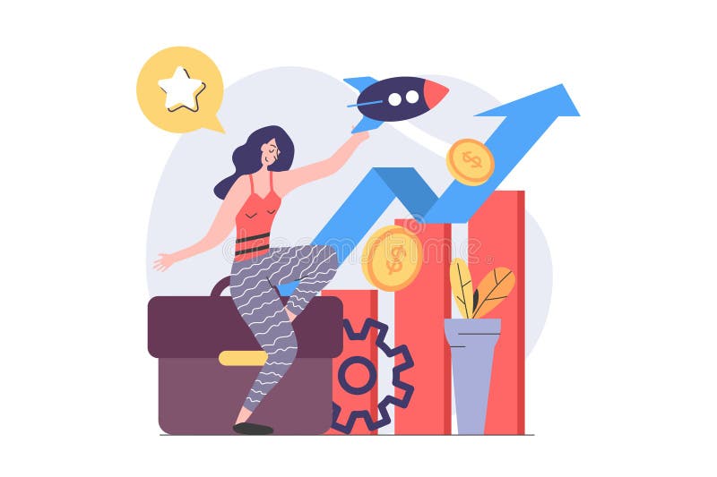 Business Activities Concept in Modern Flat Design for Web. Woman ...