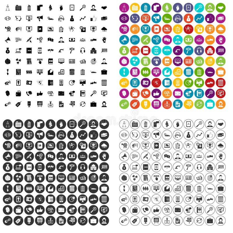 100 Business Activity Icons Set Vector Variant Stock Vector ...