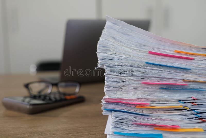Business Administration and Data Documents on Office Desk, Stack of ...